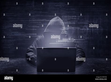 Internet Crime Concept Hacker Working On A Code On Dark Digital