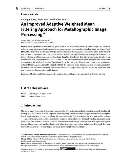 Pdf An Improved Adaptive Weighted Mean Filtering Approach For