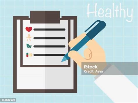 손 의사에 클립 보드 의사는 클립보드에 메모를 한다 의료 보고서 의료 배경 벡터 평면 디자인 환자 치료 빈 템플릿 건강관리와 의술에 대한 스톡 벡터 아트 및 기타 이미지