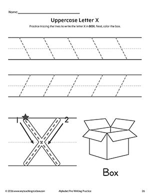 FREE Uppercase Letter X Pre Writing Practice Worksheet
