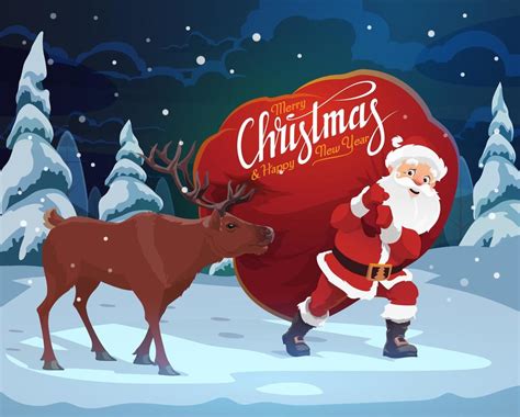 Santa Claus Christmas Reindeer And T Bag 16148318 Vector Art At