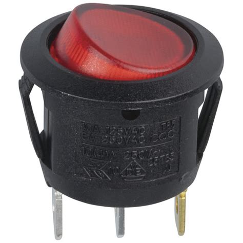 Spst Round Red Illuminated Actuator Rocker Switch Oamaru Computer