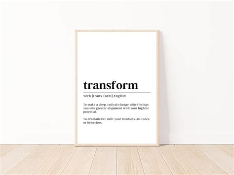 Transform Definition Print Motivational Wall Art Etsy