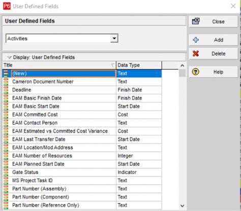 Using Custom User Defined Fields In Primavera P6