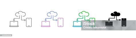 클라우드 서버 아이콘에는 편집 가능한 획 선 듀오컬러 선 그라디언트 선 및 실선의 네 가지 스타일이 있습니다 웹 디자인 모바일 앱 Ui Ux 및 Gui 디자인에 적합합니다