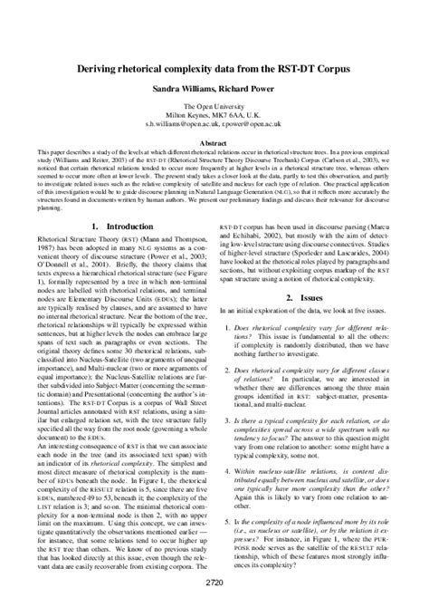 Pdf Deriving Rhetorical Complexity Data From The Rst Dt Corpus