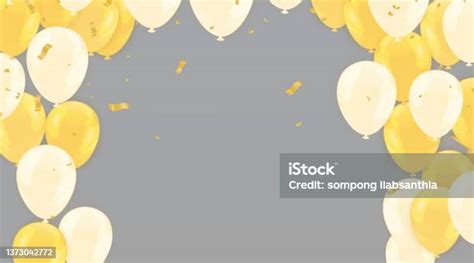 배경에 여러 가지 빛깔의 현실적인 풍선 색종이와 뱀 파티 배너 벡터 일러스트레이션 3차원 형태에 대한 스톡 벡터 아트 및 기타