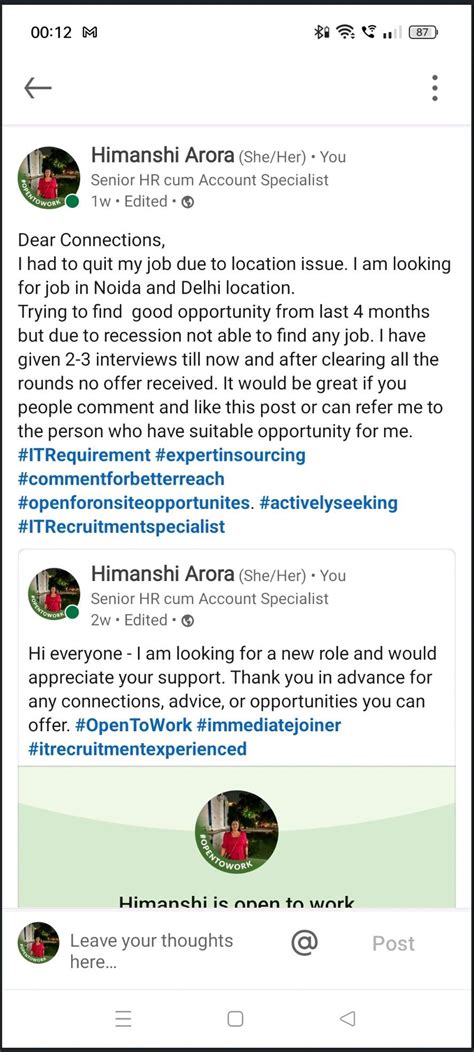 Himanshi Arora Soni On Linkedin Dear Connections Dont Ignore This Post I Am Desperately