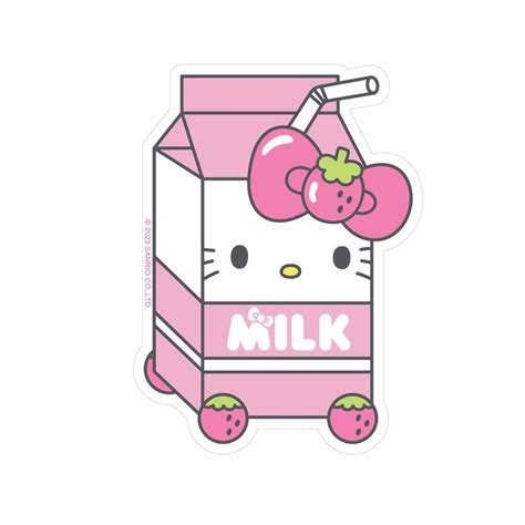 Hello Kitty Strawberry Milk Vinyl Sticker Hello Kitty Drawing Hello