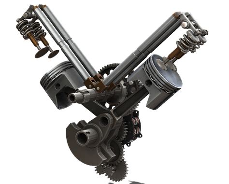 V Twin V型双缸发动机模型3d图纸 Solidworks设计 附step Igs Keryi