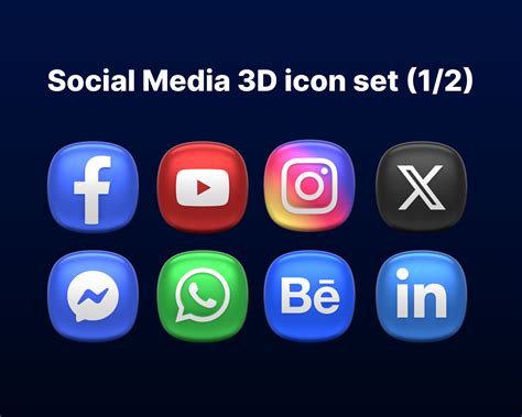 Social Media 3d Icon Set Ux Ui Web Design Elements 3d Rendering 3d Model Cgtrader