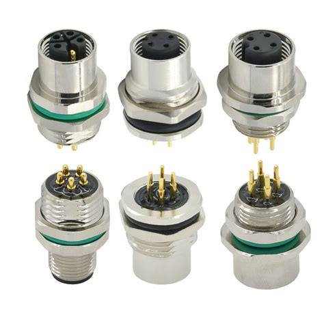 M12 4 6 8 12 Pin Solder Pcb Panel Mount Socket Connector Socket Connector And Pcb Socket Connector