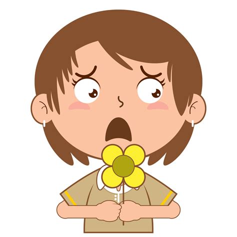 Girl Holding Flower Surprised Face Cartoon Cute 20198164 Vector Art At Vecteezy