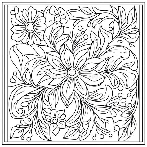 Intricate Floral Design Coloring Page Adult Coloring Book Flower Illustration Line Art Black And