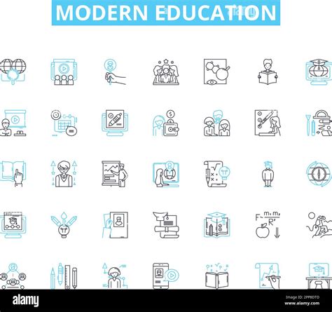 Modern Education Linear Icons Set Technology Collaboration