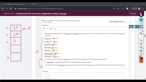 Data Structure Quiz Explanation Q 12 Of My Udemy Coursecircular Queue