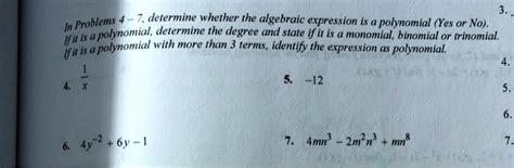 solved problems determine whether the algebraic expression is a