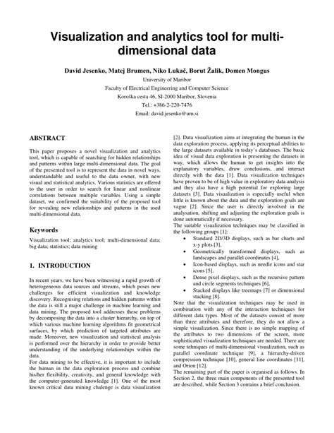 Pdf Visualization And Analytics Tool For Multi Dimensional Data