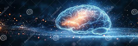Glowing Digital Brain Representing Artificial Intelligence and Neural Network. Generated by AI ...