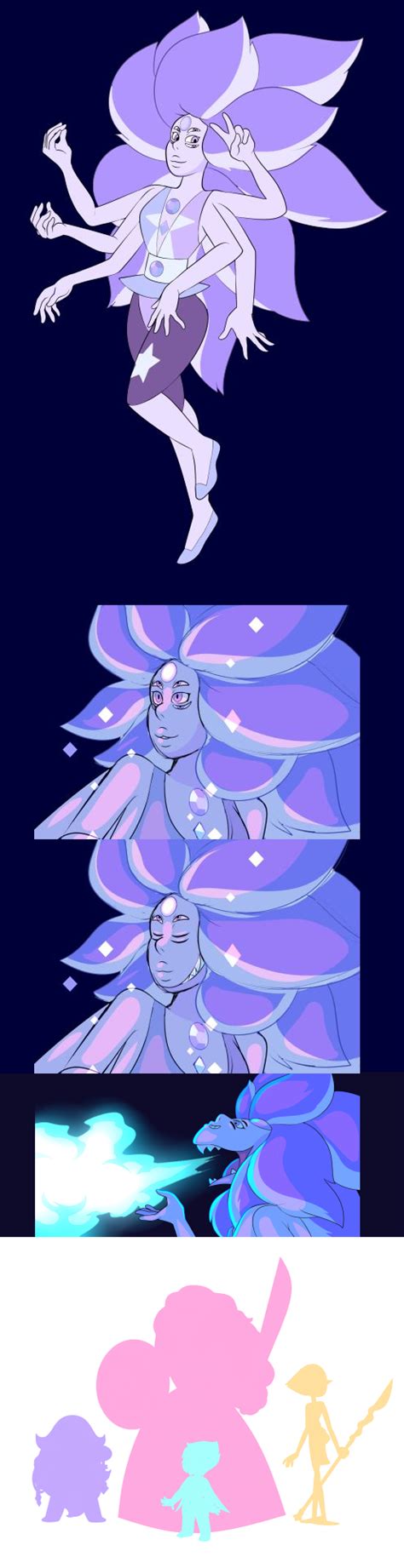 Spurrite Fusion Of Amethyst Rose Quartz Pearl And Ice Steven Universe Fusiones Steven