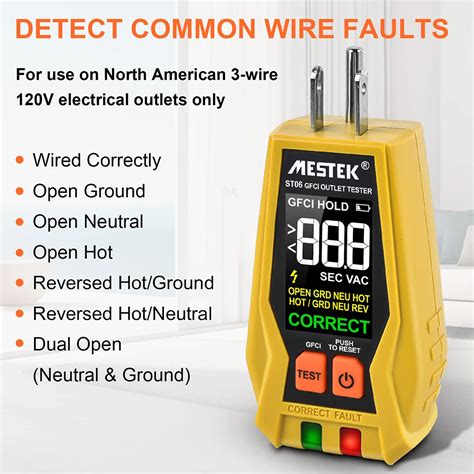 St06 Socket Tester Va Color Screen Digital Display Outlet Checker Gfci