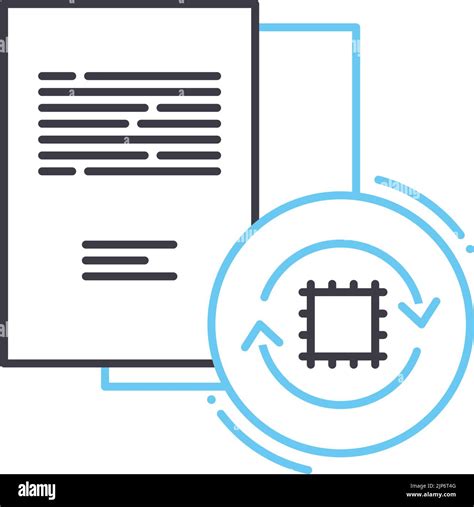 data processing system line icon outline symbol vector illustration