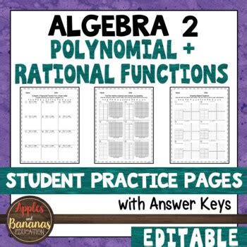 Polynomial And Rational Functions Editable Student Practice Pages