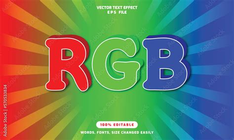 RGB Words Editable D Text Effects Template Stylish Font Vector Illustration Stock Vector