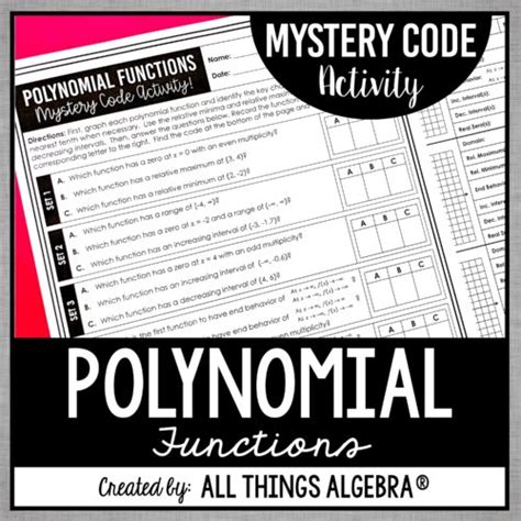 Polynomial Functions Mystery Code Activity All Things Algebra®