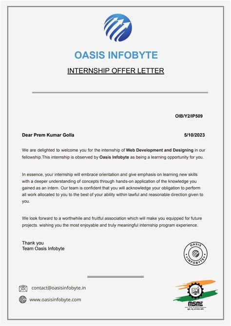 Prem Kumar Golla On Linkedin Intern Oasisinfobyte Webdevelopment