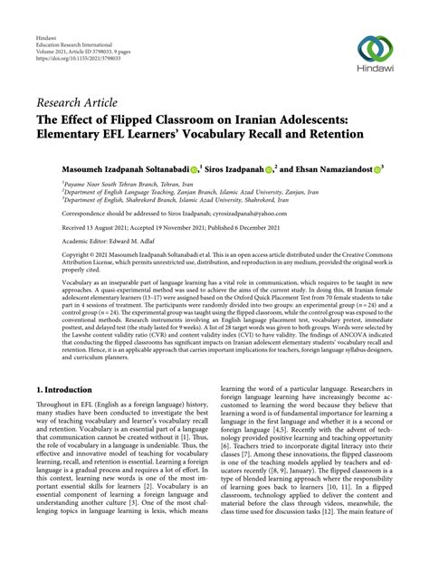 Pdf The Effect Of Flipped Classroom On Iranian Adolescents