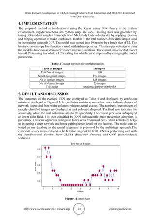 BRAIN TUMOR CLASSIFICATION IN 3D MRI USING FEATURES FROM RADIOMICS AND