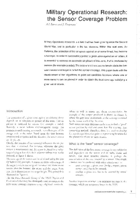 Pdf Military Operational Research The Sensor Coverage Problem