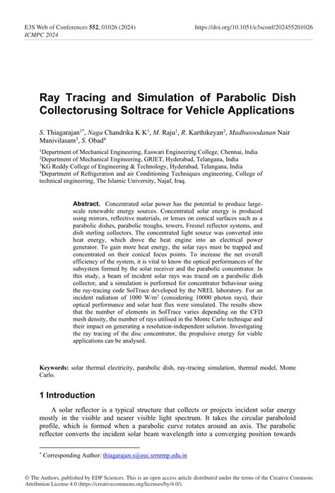 Pdf Ray Tracing And Simulation Of Parabolic Dish Collectorusing Soltrace For Vehicle Applications
