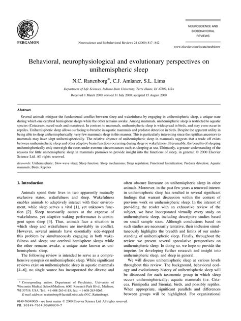 Pdf Behavioral Neurophysiological And Evolutionary Perspectives Of Unihemispheric Sleep