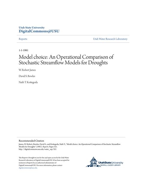 Pdf Initial Model Choice An Operational Comparison Of Stochastic Streamflow Models For Drought