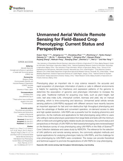 Pdf Unmanned Aerial Vehicle Remote Sensing For Field Based Crop