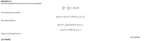 Solved Question Use The Finite Difference Method To Solve Chegg