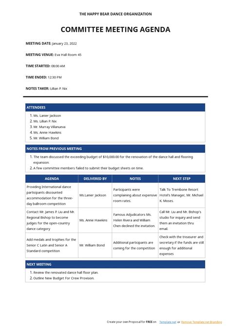 Free Editable Agenda Templates In Word To Download