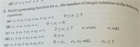Solved Build A Generating Function For Ar The Number Of