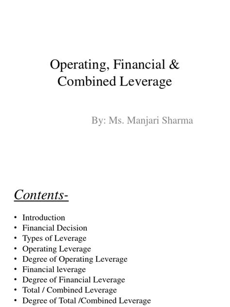 Operating Financial And Combined Leverage Download Free Pdf Dividend Leverage Finance