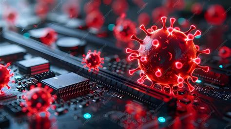 Premium Photo Illustrating The Cyber Threat Computer Virus Infects Motherboard Emphasizing The