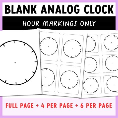 Blank Analog Clock Faces Clock Templates For Telling Time Practice