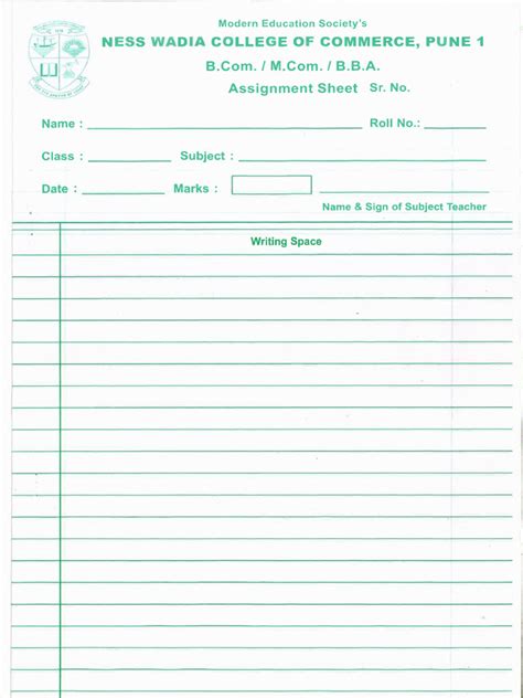 Assignment Sheet Sample 1 Pdf