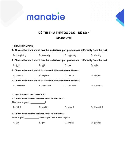 En G12 2023 Mock Test 1 Pdf Adolescence Job Interview