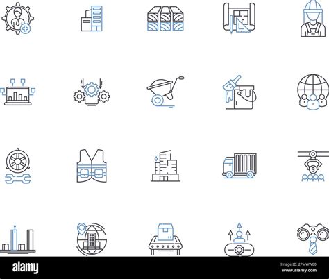 Factory Outline Icons Collection Factory Manufacturing Works Plant Warehouse Manufacturing