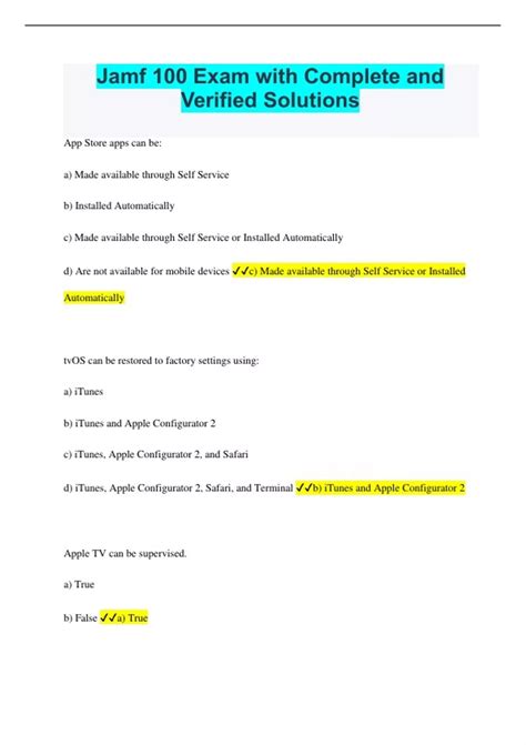 Jamf 100 Pack All Exams Bundled Questions With Correct Answers Rated Jamf 100 Pack All Exams Bundled Questions With Correct Answers Rated