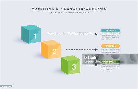 인포그래픽 템플릿 및 3가지 옵션 또는 단계 3d 여러 가지 빛깔의 큐브 워크플로우 레이아웃 다이어그램 배너 웹 디자인 벡터 일러스트 레이 션 0명에 대한 스톡 벡터 아트