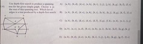 solved 1 4 f a use depth first search to produce a spanning