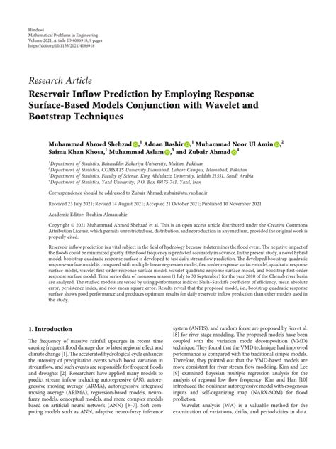 Pdf Reservoir Inflow Prediction By Employing Response Surface Based Models Conjunction With